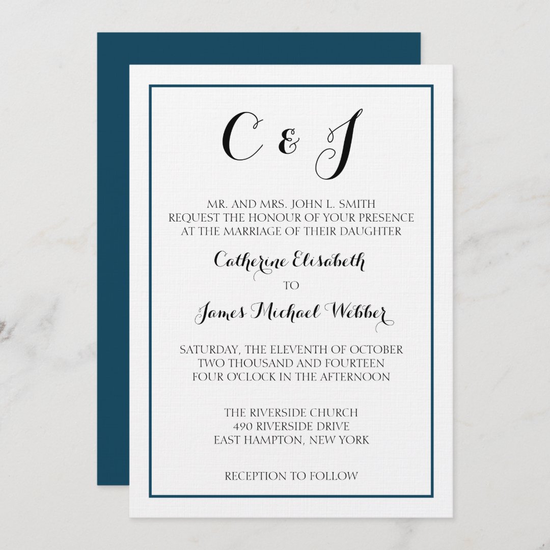 Formal Wedding Invitation Wording Bride's Parents | Zazzle
