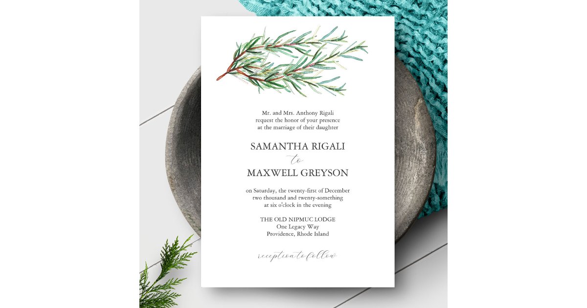 Formal Wedding Invitations Rustic Botanicals | Zazzle