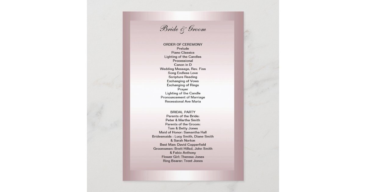 Formal Wedding Program | Zazzle