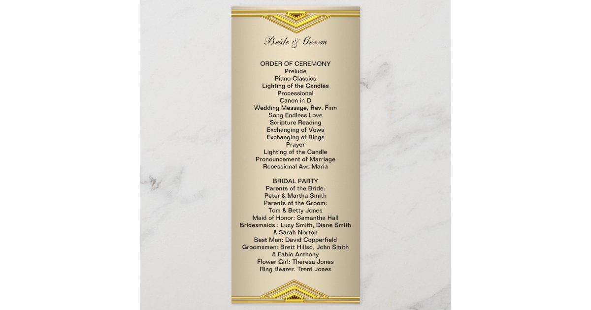 Formal Wedding Program Long | Zazzle
