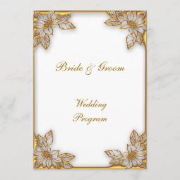 Formal Wedding Program White and Gold | Zazzle