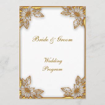 Formal Wedding Program White and Gold | Zazzle