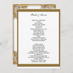 Formal Wedding Program White and Gold | Zazzle