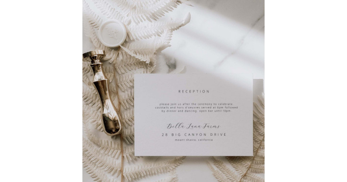 Formal Wedding Reception Details Enclosure Card | Zazzle