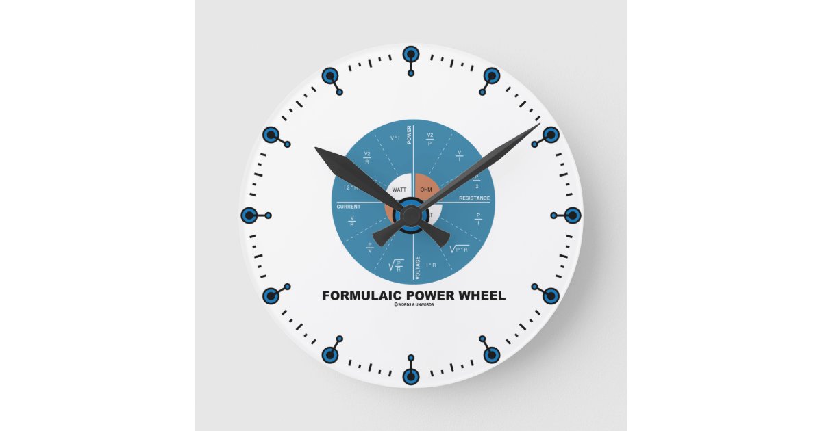 Formulaic Power Wheel (Physics Equations) Round Clock | Zazzle