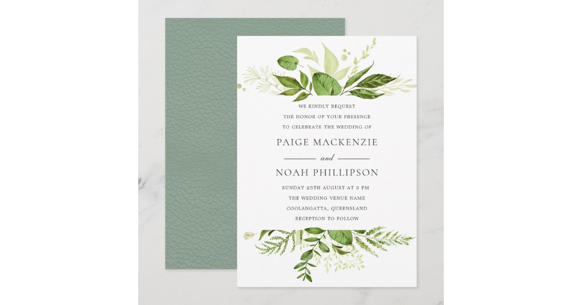 Forrest Greenery Elegant Wedding Invitation | Zazzle