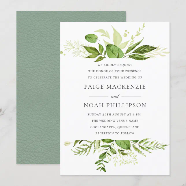 Forrest Greenery Elegant Wedding Invitation | Zazzle