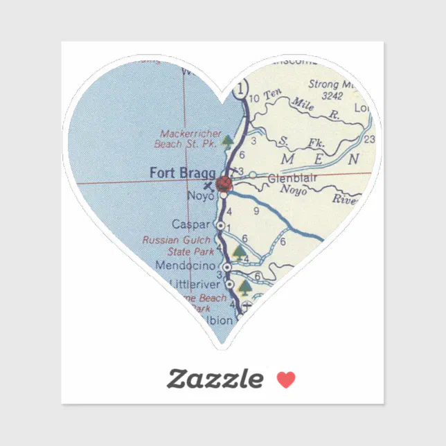 Fort Bragg California Vintage Map Sticker | Zazzle