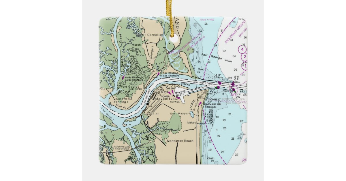 Fort George Inlet Florida Chart Ceramic Ornament | Zazzle