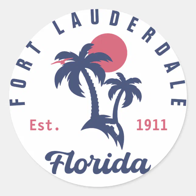 Fort Lauderdale Florida Beach Tropical Souvenirs Classic Round Sticker ...