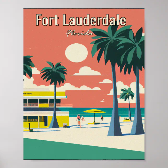 Fort Lauderdale Minimalist Vintage Poster Art | Zazzle