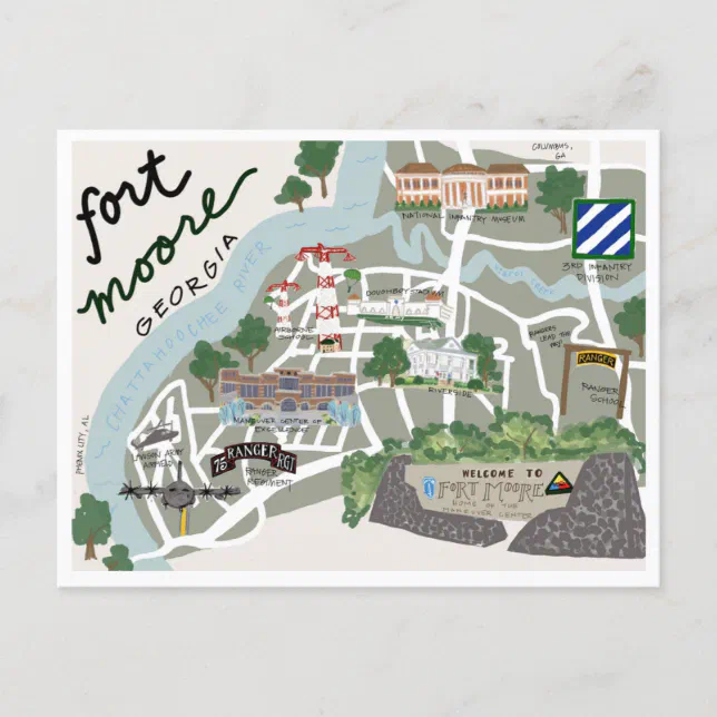 Fort Moore Map Postcard | Zazzle