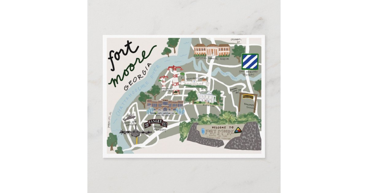 Fort Moore Map Postcard | Zazzle