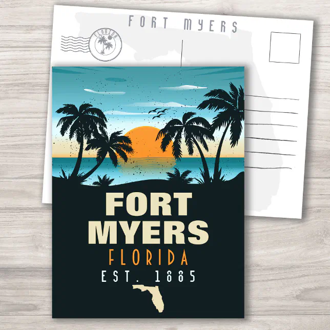 Fort Myers Florida Beach - Retro Sunset 60s Postcard | Zazzle