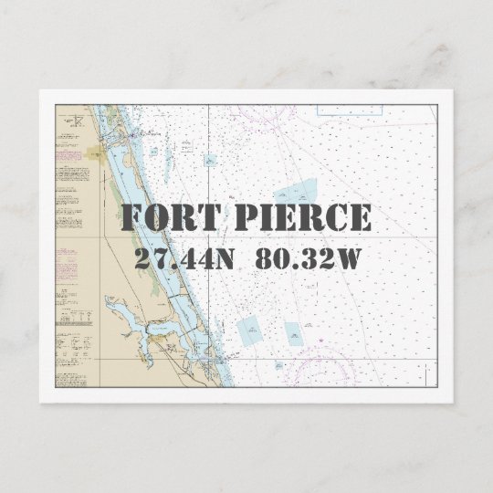 Fort Pierce FL Nautical Chart Latitude Longitude Postcard | Zazzle.com