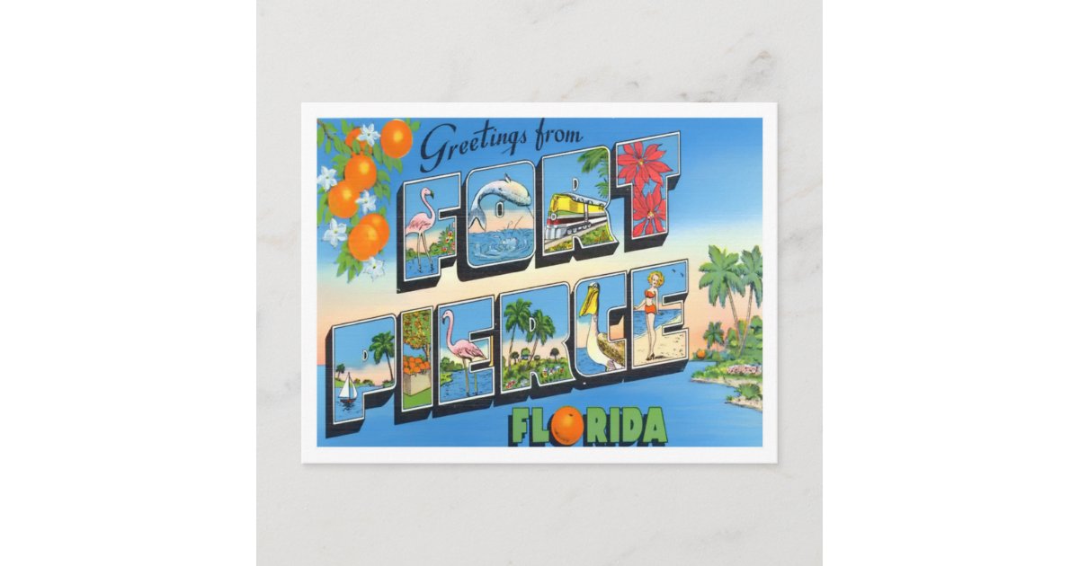 Fort Pierce, Florida Vintage Big Letters Postcard | Zazzle