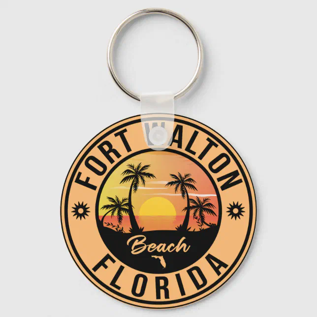 Fort Walton Florida Souvenir Beach Vintage Travel Keychain | Zazzle