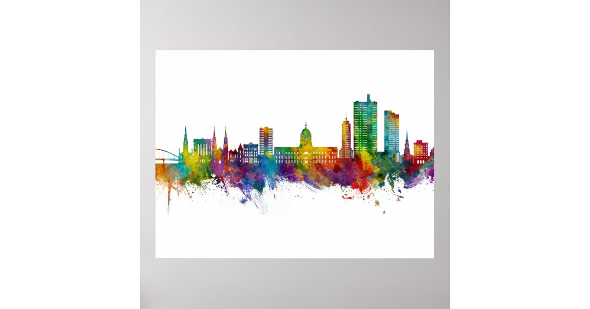 Fort Wayne Indiana Skyline Poster | Zazzle