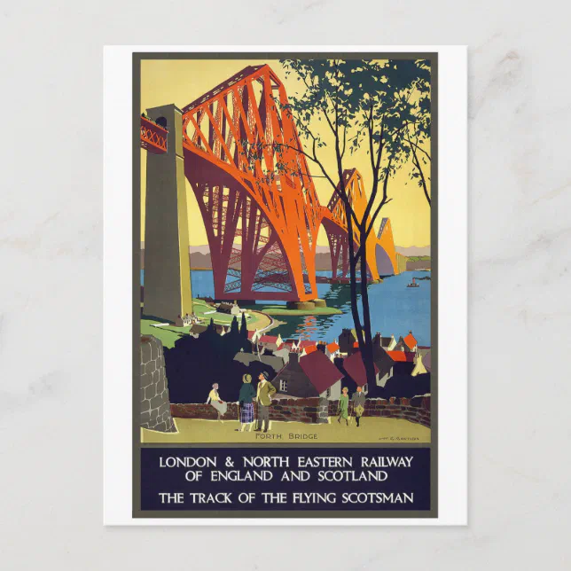Forth Bridge - Vintage Travel Poster Art Postcard | Zazzle