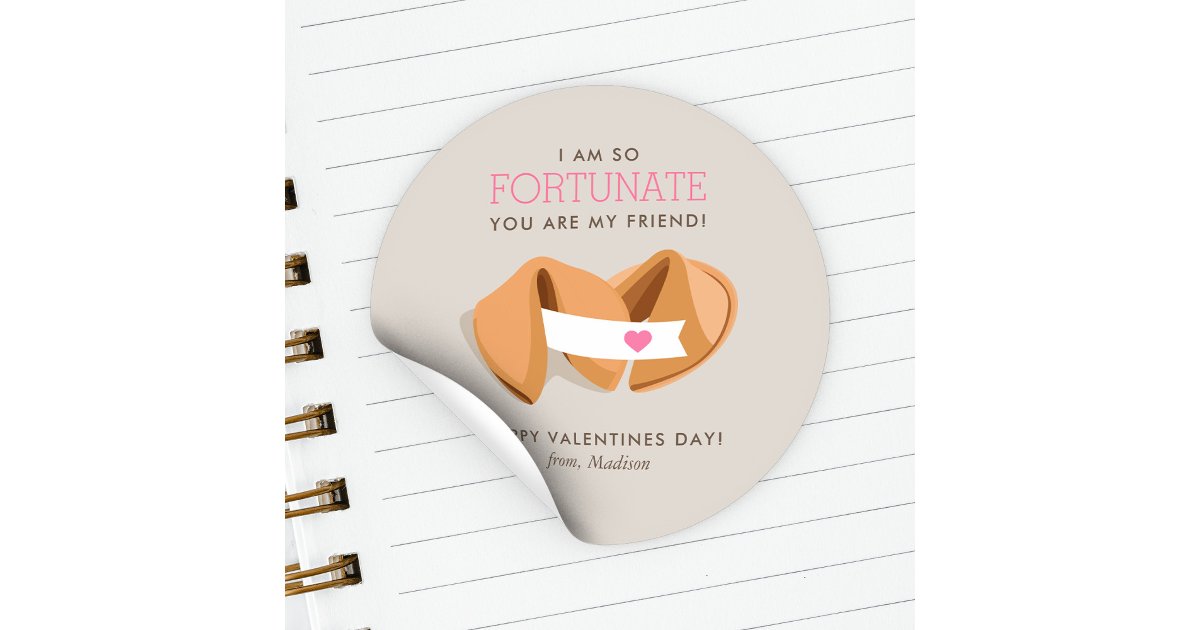 Fortune Cookie Kids Classroom Valentine Classic Round Sticker | Zazzle