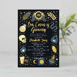 Fortune Teller Future Witchy Boy Baby Shower Foil Invitation | Zazzle