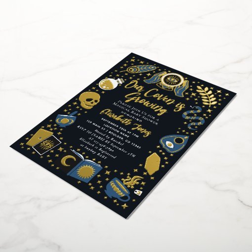 Fortune Teller Future Witchy Boy Baby Shower Foil Invitation | Zazzle