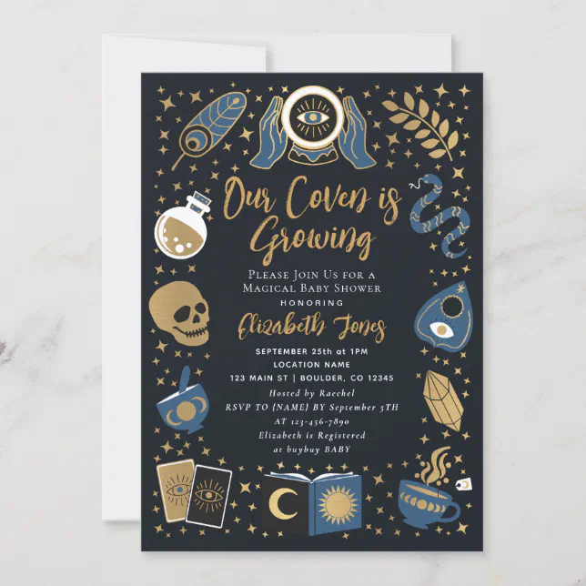 Fortune Teller Future Witchy Boy Baby Shower Invitation | Zazzle