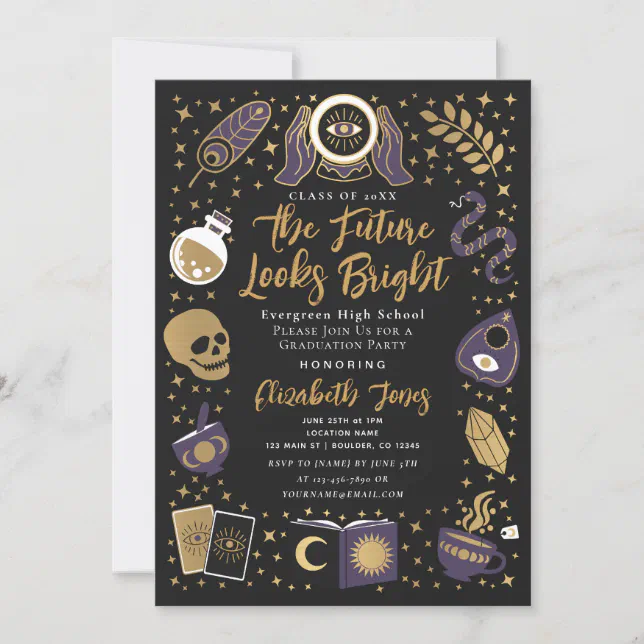 Fortune Teller Future Witchy Graduation Party Invitation | Zazzle