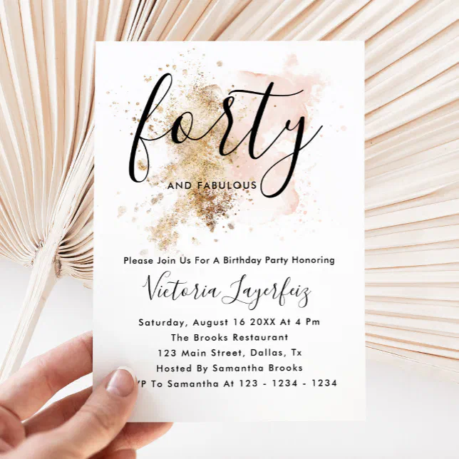 Forty 40th Birthday Invitation For Woman | Zazzle