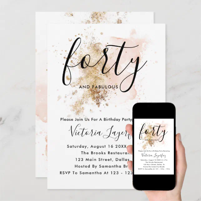 Forty 40th Birthday Invitation For Woman | Zazzle