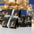 Forty 40th Birthday photo script gold custom Wrapping Paper | Zazzle