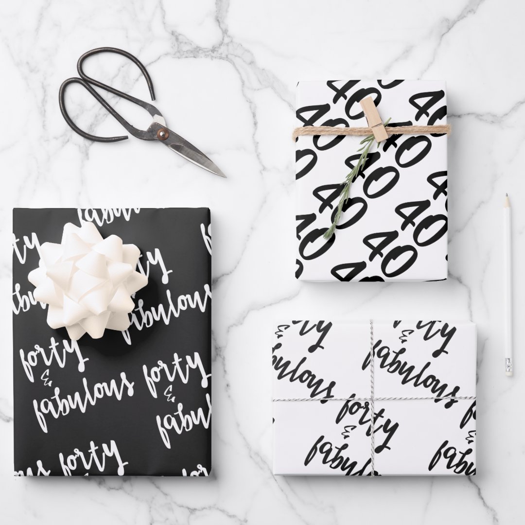 Forty & Fabulous - Fun 40th Birthday Wrapping Paper Sheets | Zazzle