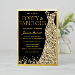Forty & Fabulous Golden Foil 40th Birthday Foil Invitation | Zazzle
