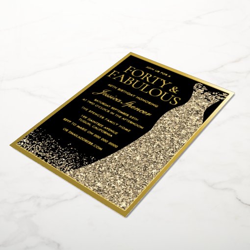 Forty & Fabulous Golden Foil 40th Birthday Foil Invitation | Zazzle