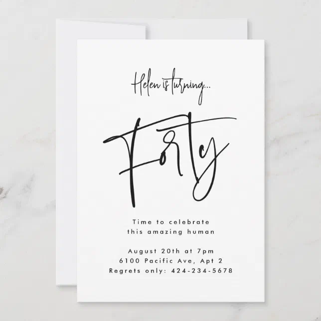 Forty invitation | Zazzle
