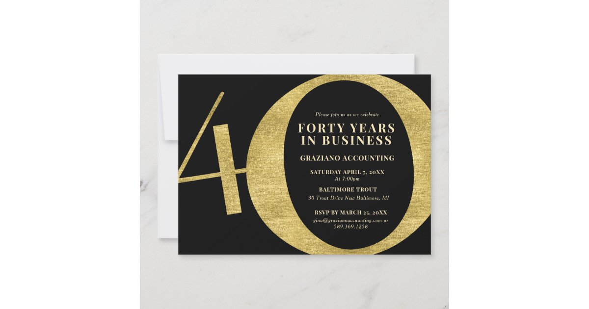 Forty Years in Business 40th Anniversary Invitation | Zazzle