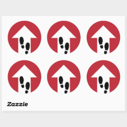 Forward Arrow with Footprints Directional Sticker | Zazzle