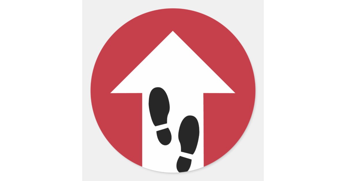 Forward Arrow with Footprints Directional Sticker | Zazzle