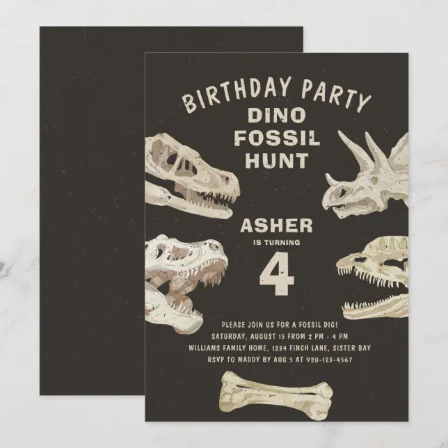 Fossil Dinosaur Birthday Party Invitation | Zazzle