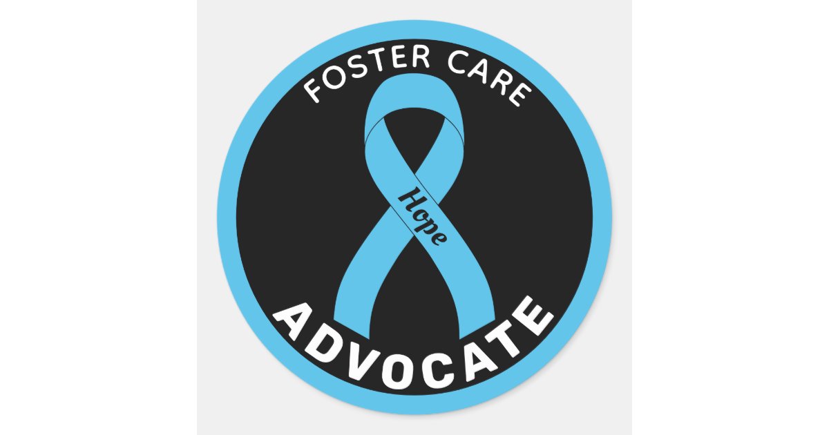 Foster Care Advocate Ribbon Black Round Sticker | Zazzle