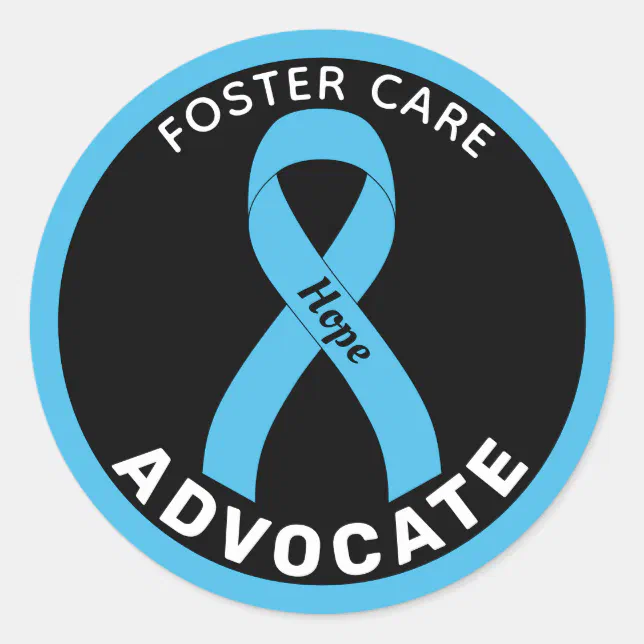 Foster Care Advocate Ribbon Black Round Sticker | Zazzle