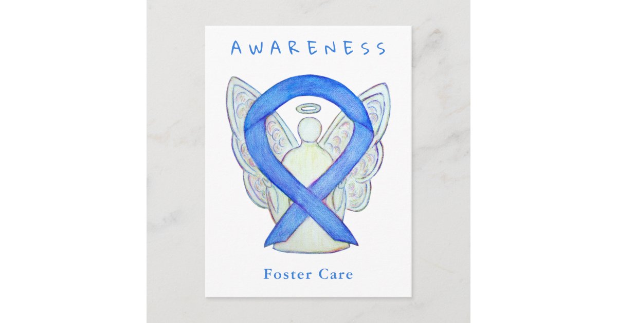 Foster Care Blue Awareness Ribbon Angel Cards | Zazzle