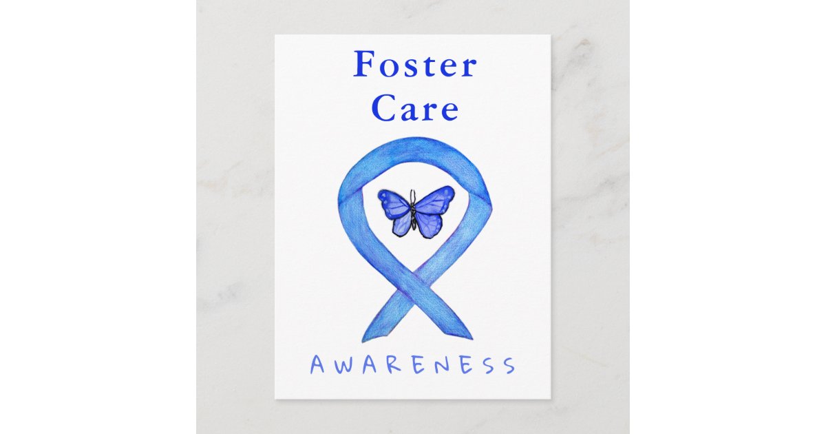 Foster Care Blue Awareness Ribbon Butterfly Cards | Zazzle