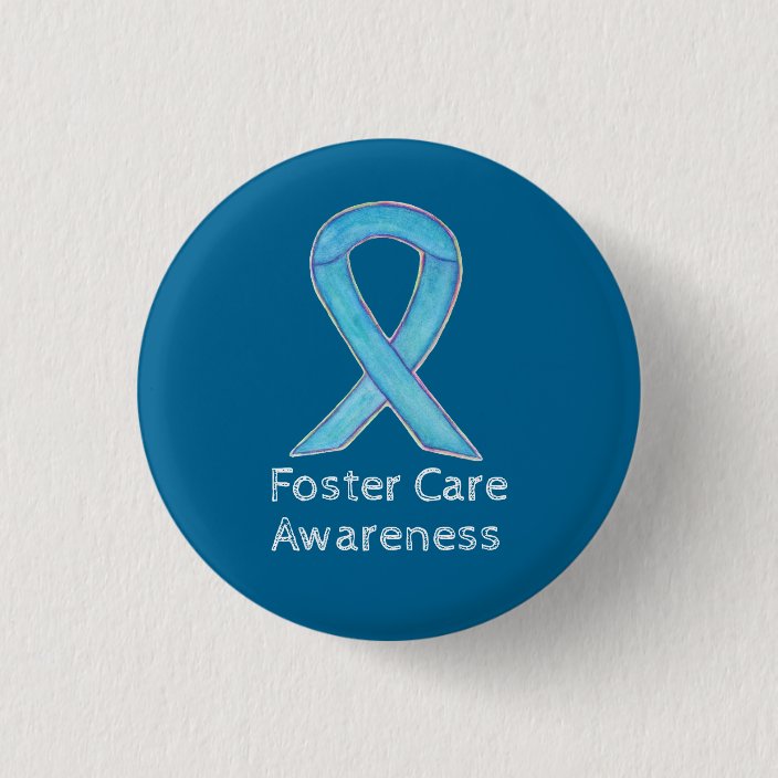 Foster Care Blue Awareness Ribbon Custom Pin | Zazzle.com