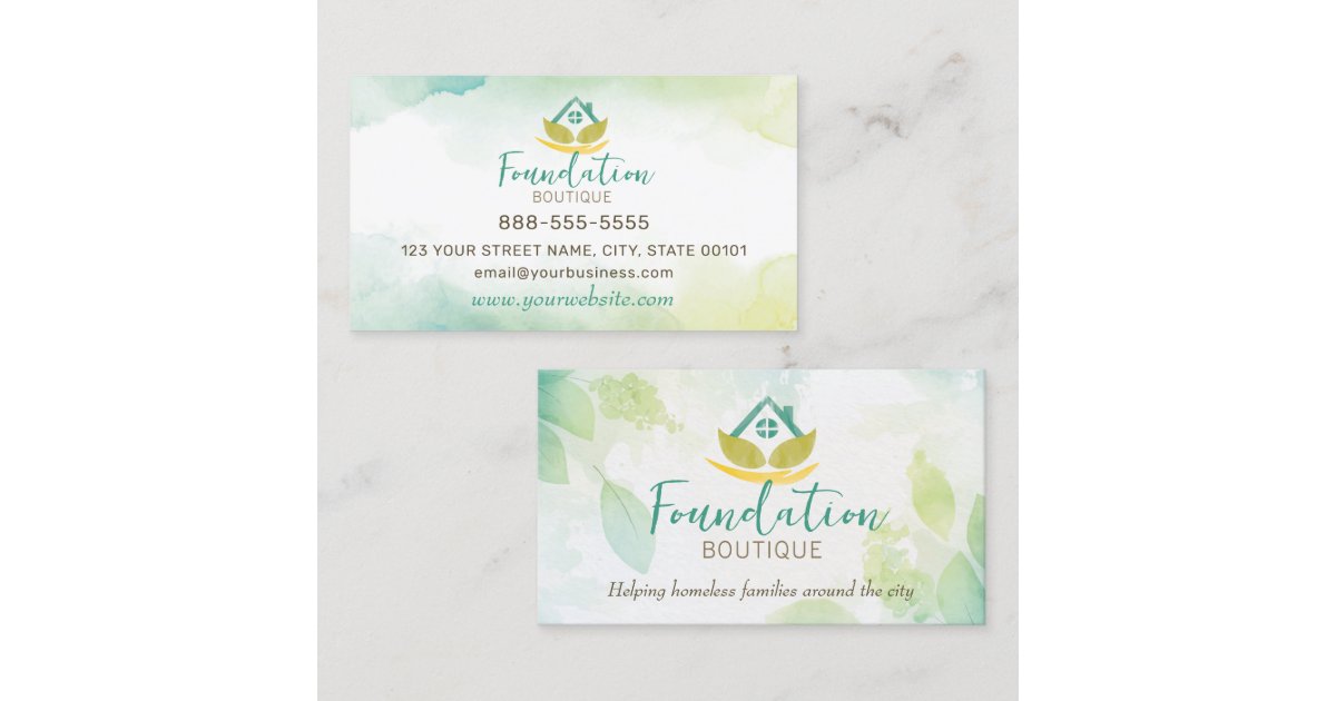 Foundation Organization Helping People and Homes Business Card | Zazzle