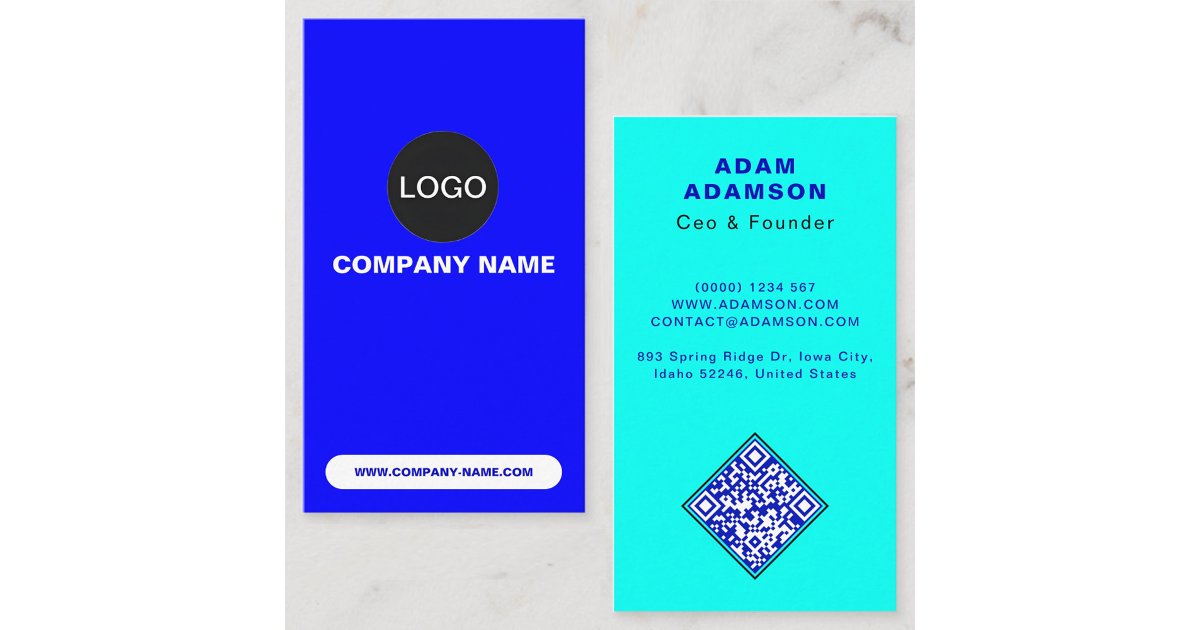 Founder Ceo President (Corporate) Company Logo QR Business Card | Zazzle