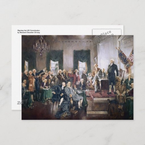 Founding Fathers Signing the US Constitution Postcard | Zazzle