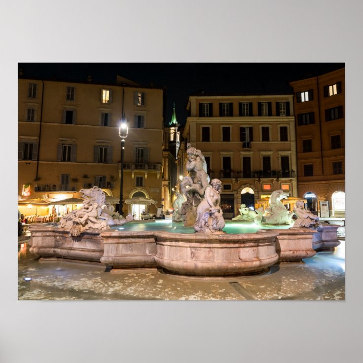 Fountain of Neptune in the Piazza Navona - Rome Poster | Zazzle