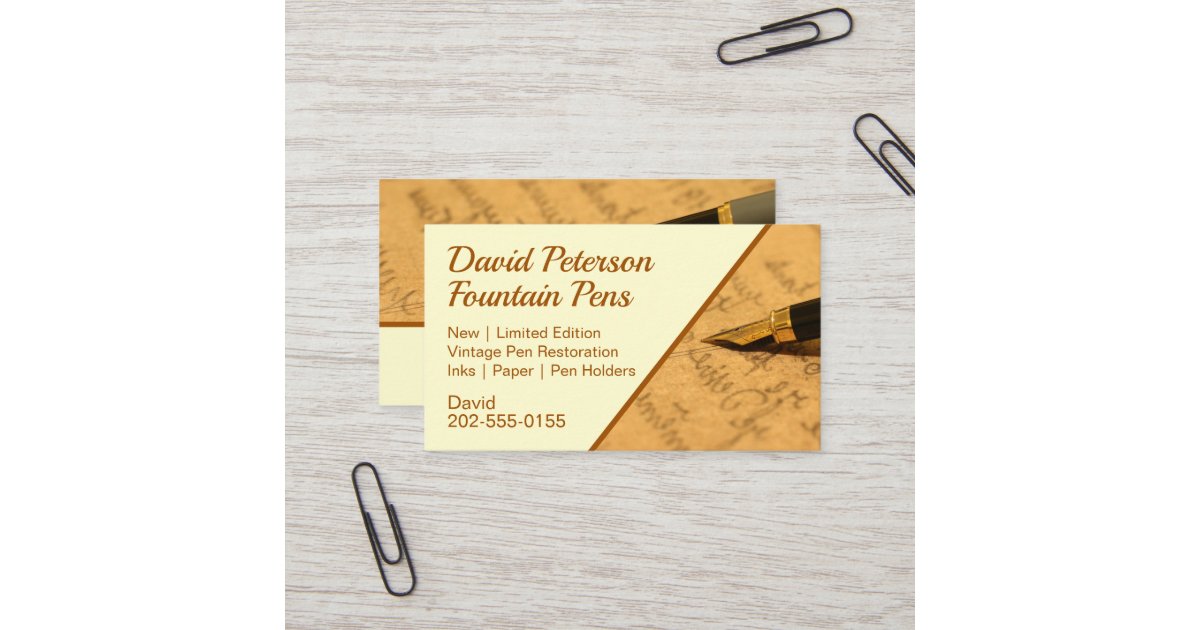 Fountain Pen Stationery Supplier Business Card | Zazzle