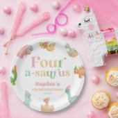 Four A-Saurus Dinosaur 4th Fourth Birthday Party Paper Plates | Zazzle